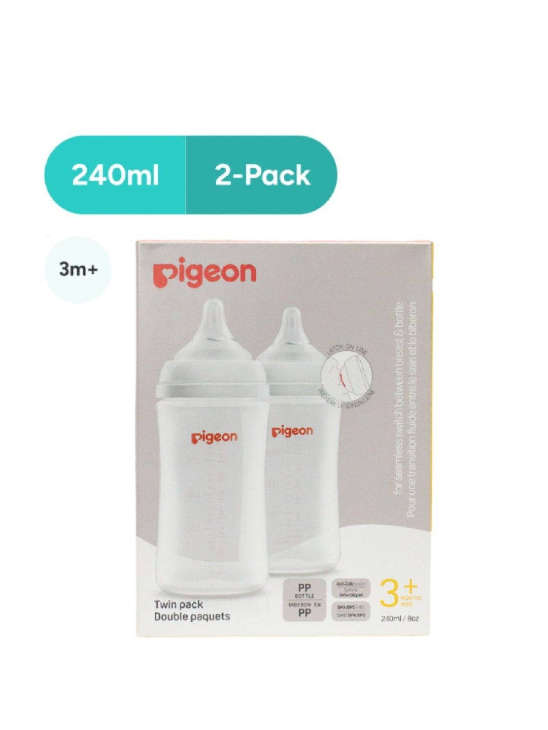 Pigeon Wideneck Version 3 PP Pro Bottle Twin Pack | edamama